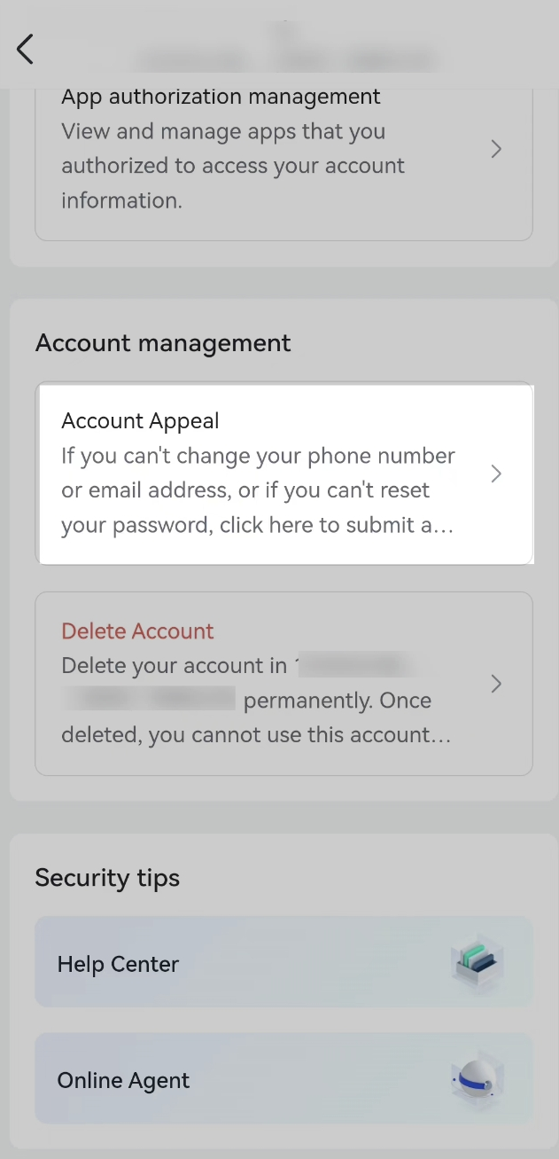 Submit an account appeal