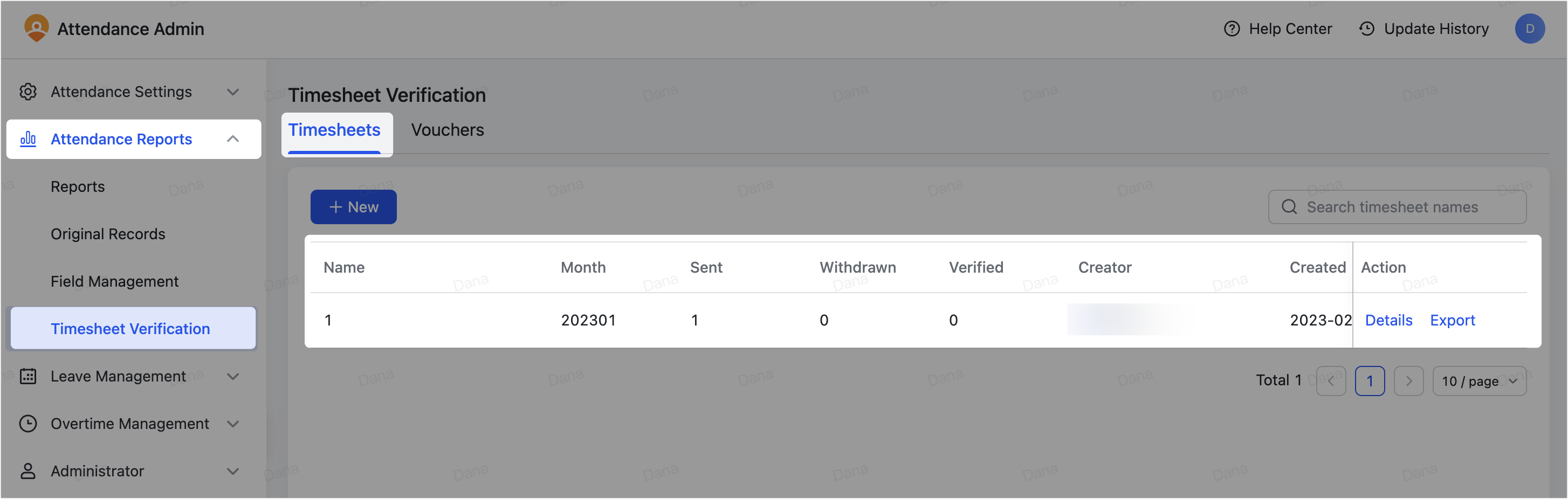 Admin | Manage attendance timesheets