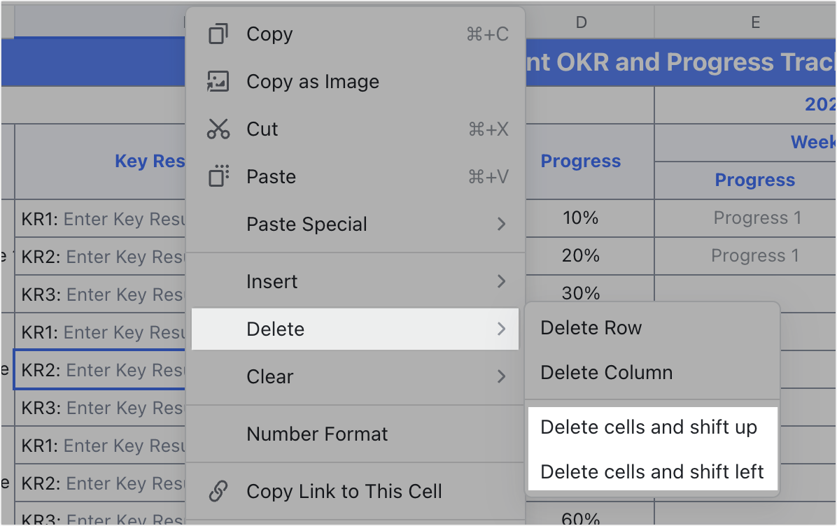 Insert or delete rows, columns, and cells in Sheets