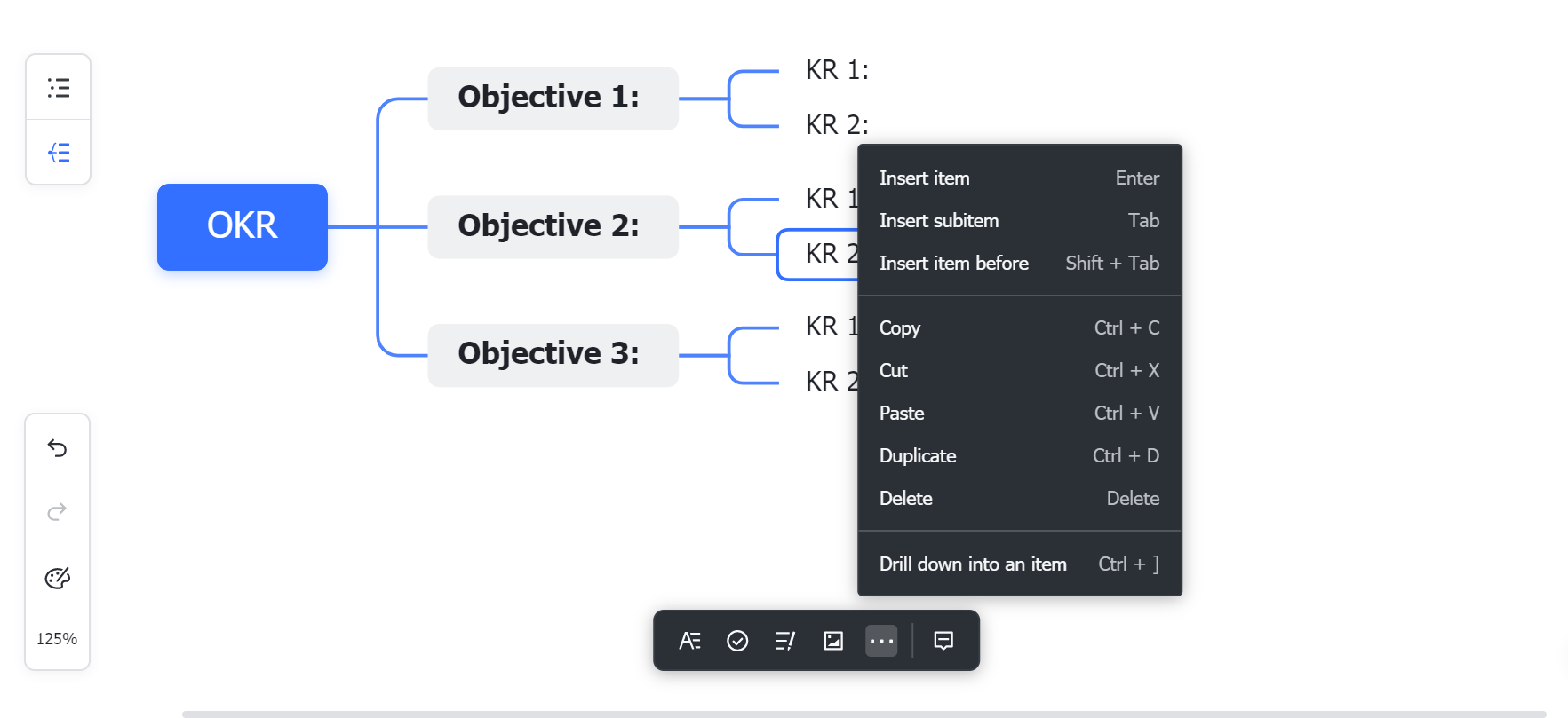 Switch views and edit MindMap