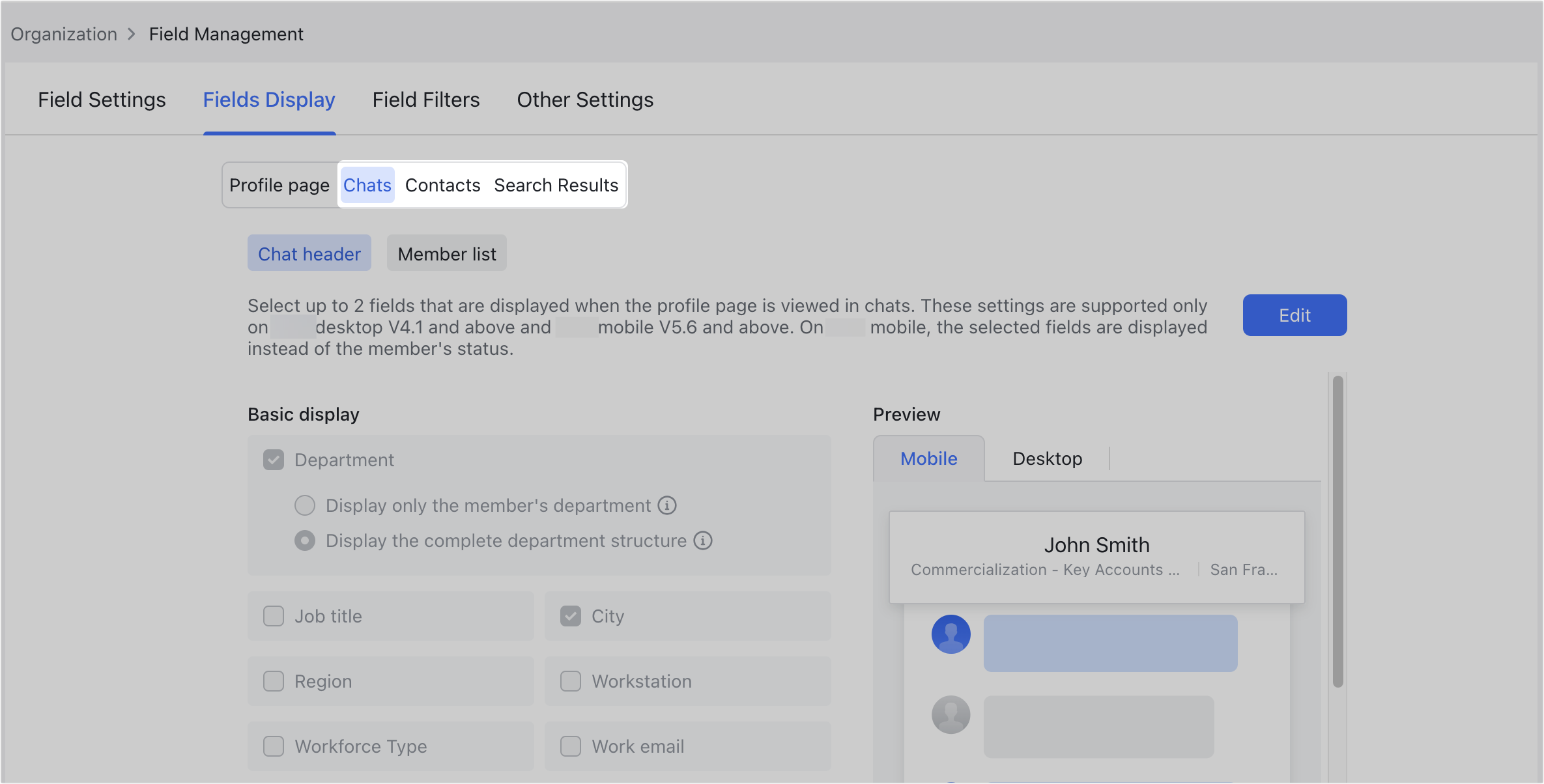 Admin | Configure members' profile pages
