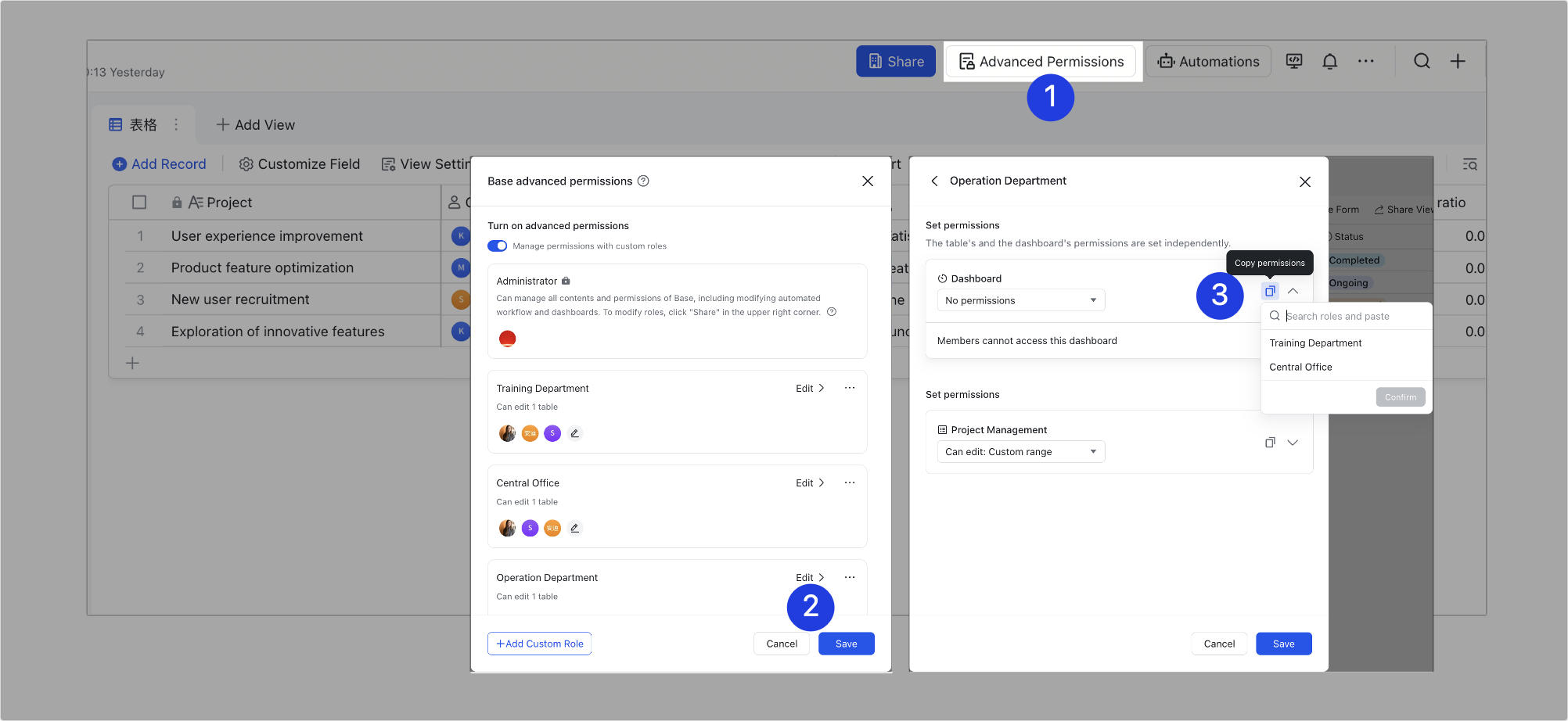 Use Base advanced permissions
