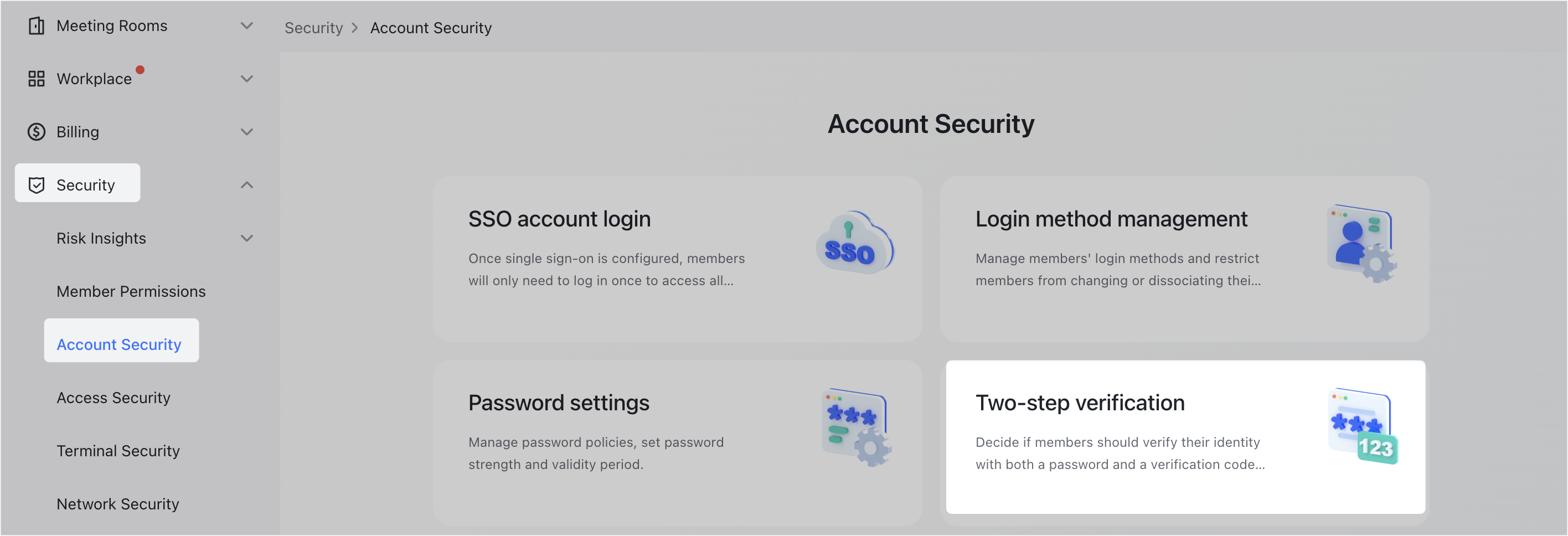 Admin | Enable two-step verification for organization members