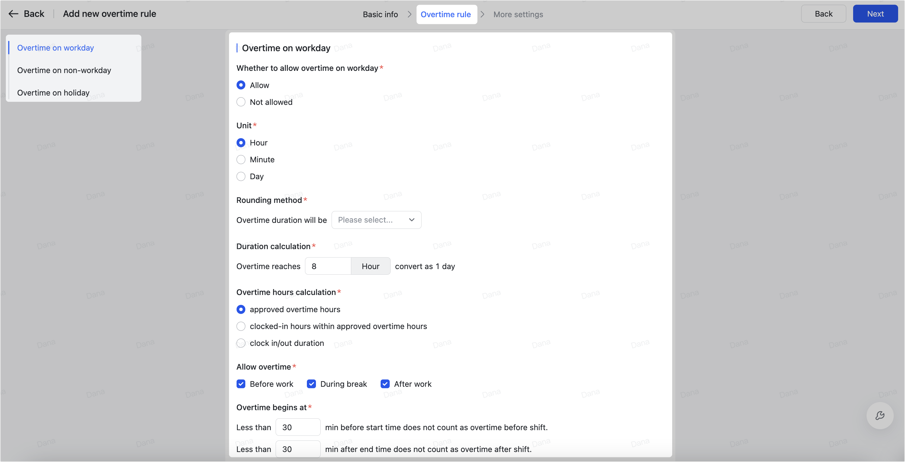 Admin | Configure overtime rules