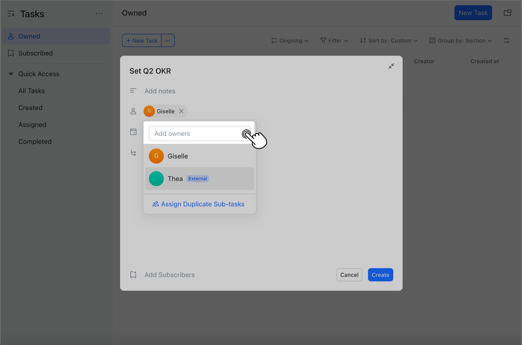 Add external collaborators in Tasks