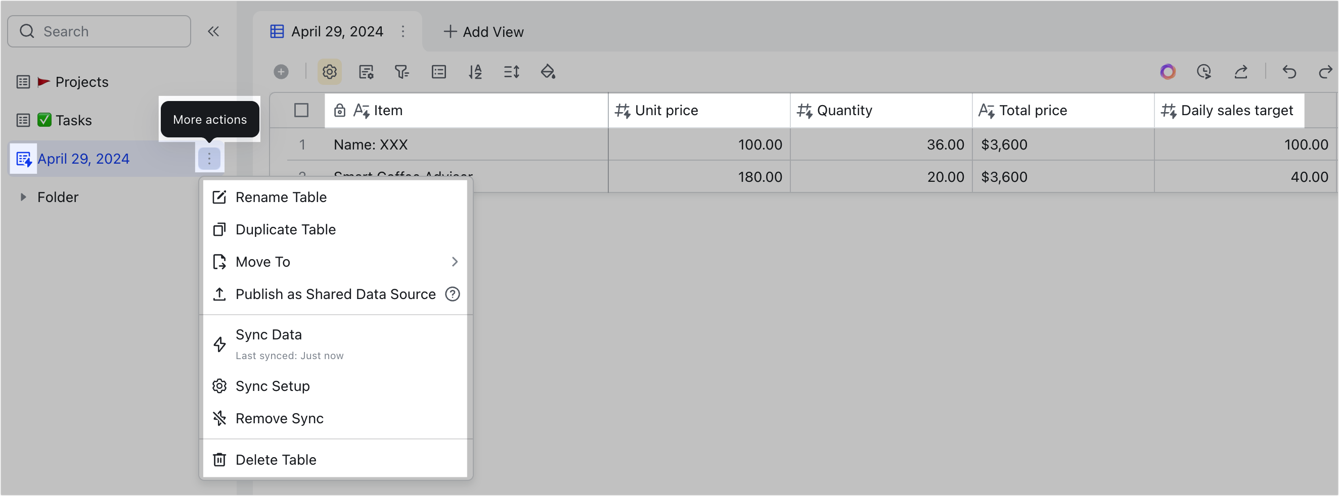 Sync data from Sheets to Base