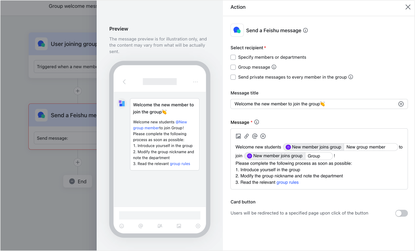 Use the Group Welcome Message bot