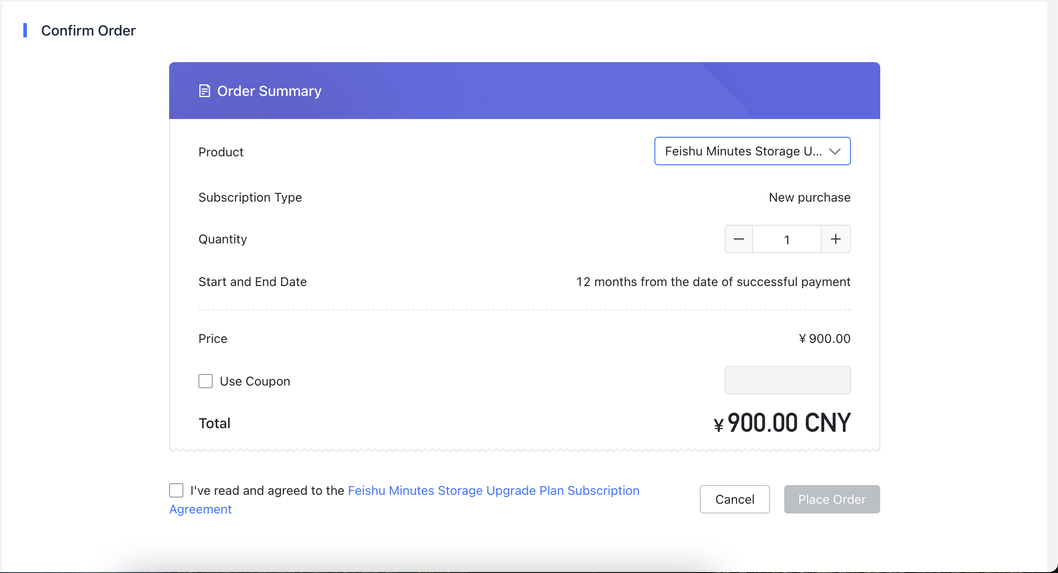 Purchase storage upgrade plans online