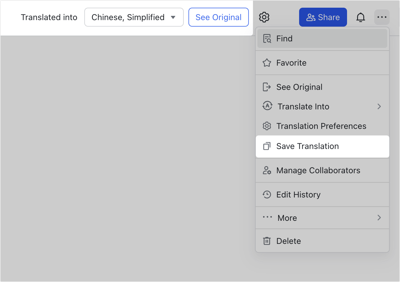 Use the translation function in Docs