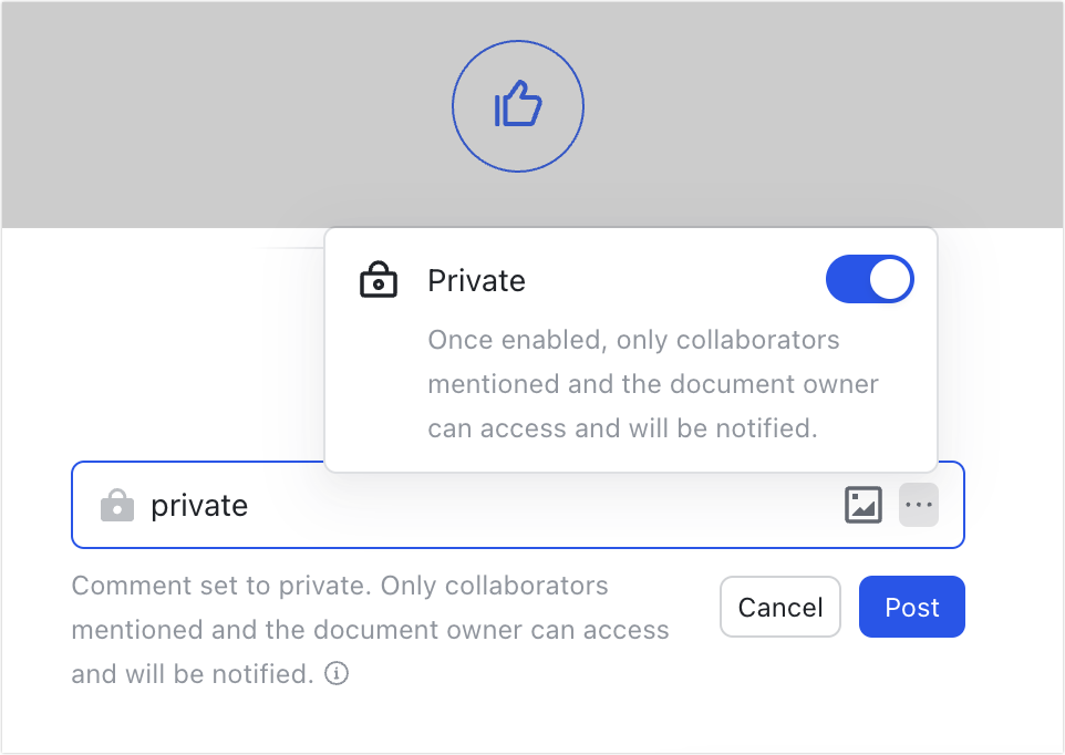 Post private comments in Docs