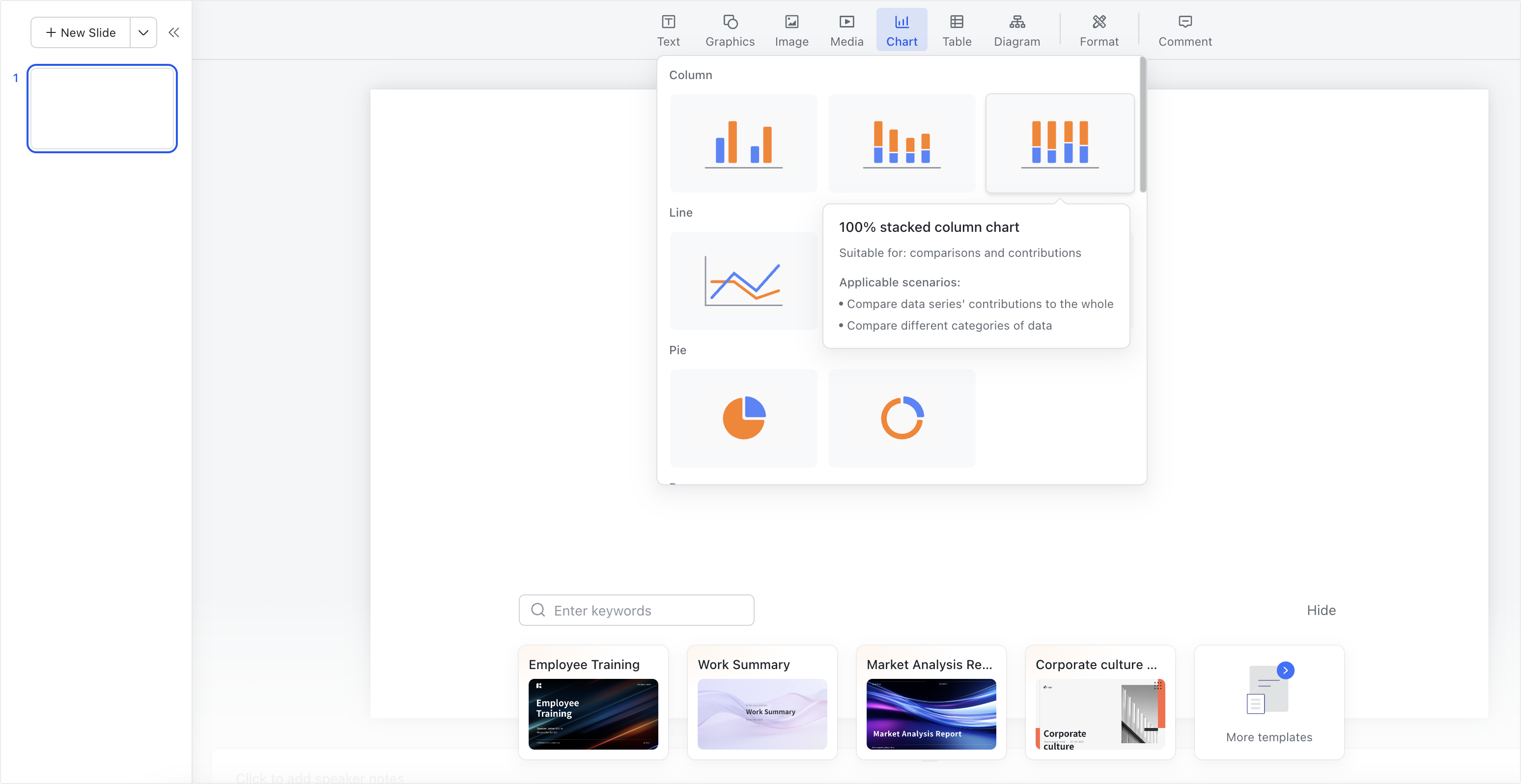Add charts to slides