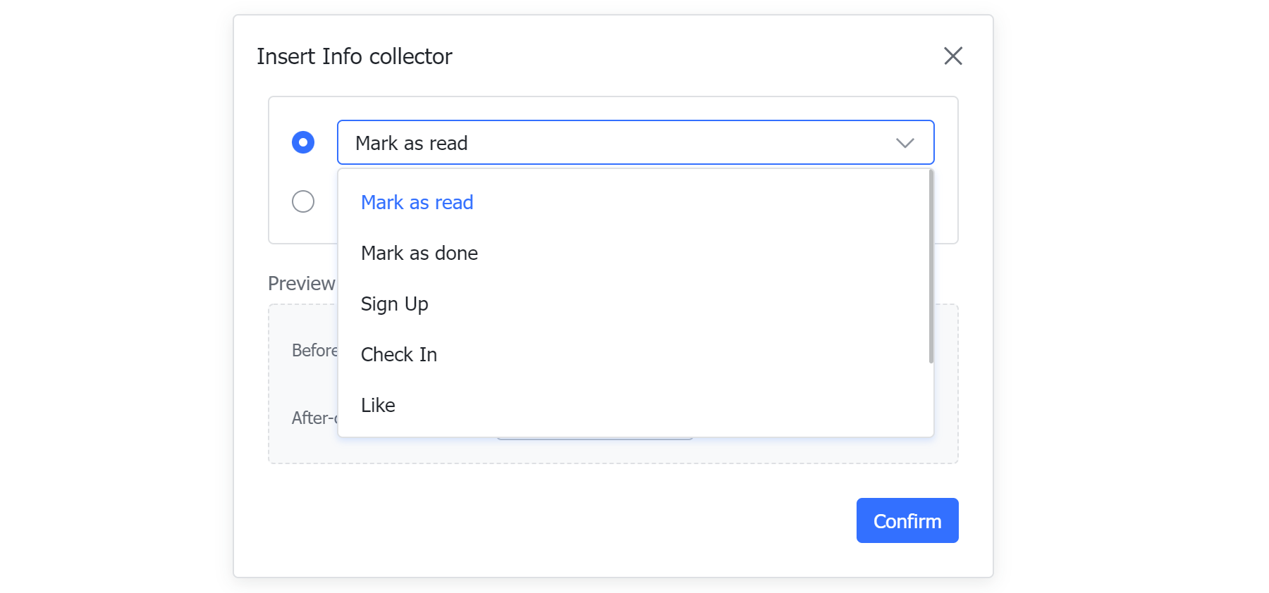 Insert info collectors in Docs