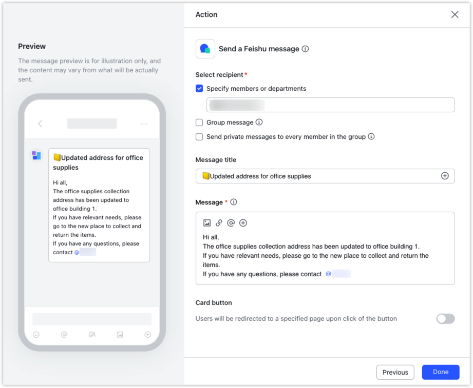 Use the Message Notification bot