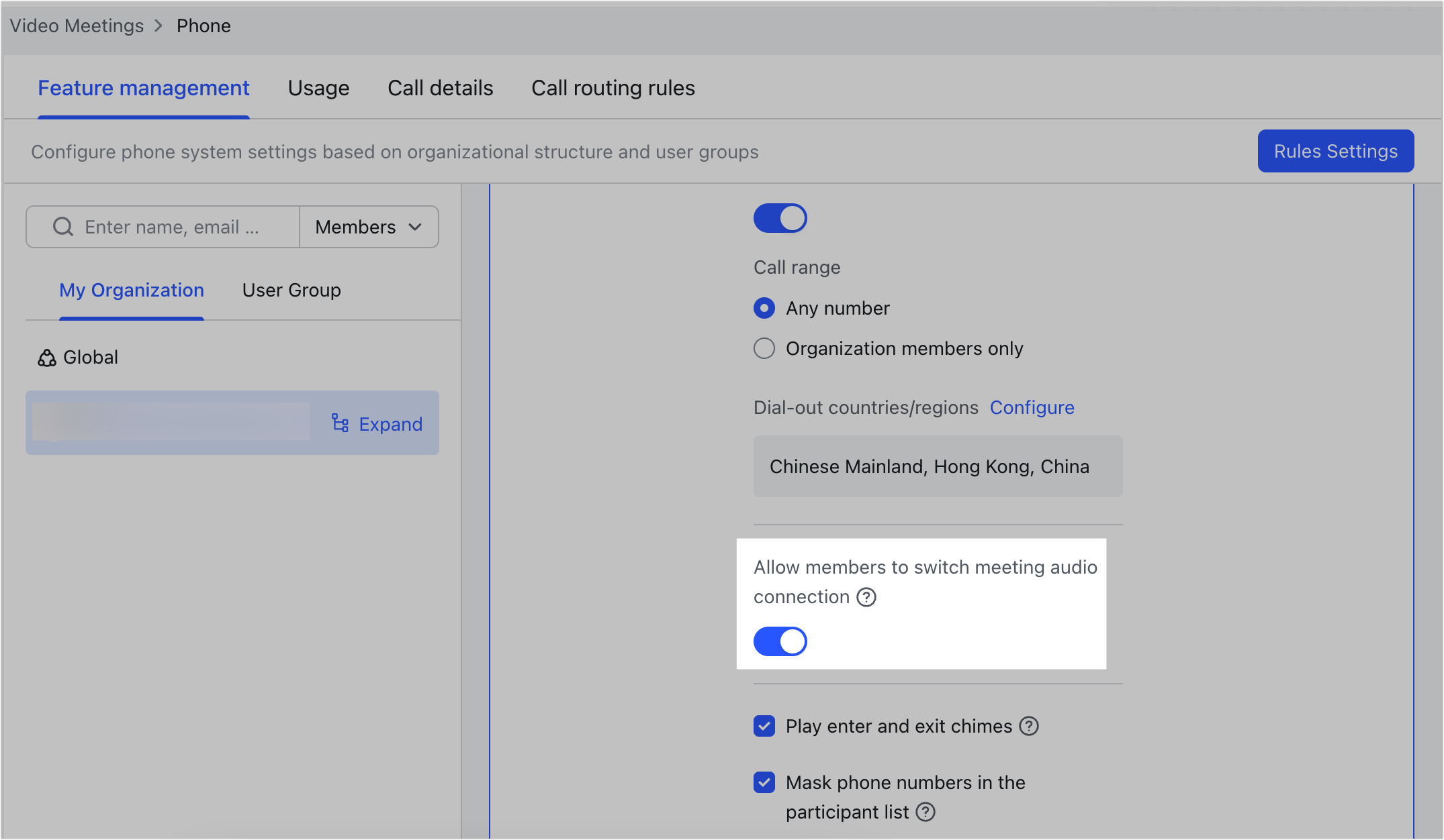 Admin | Enable joining meetings by phone