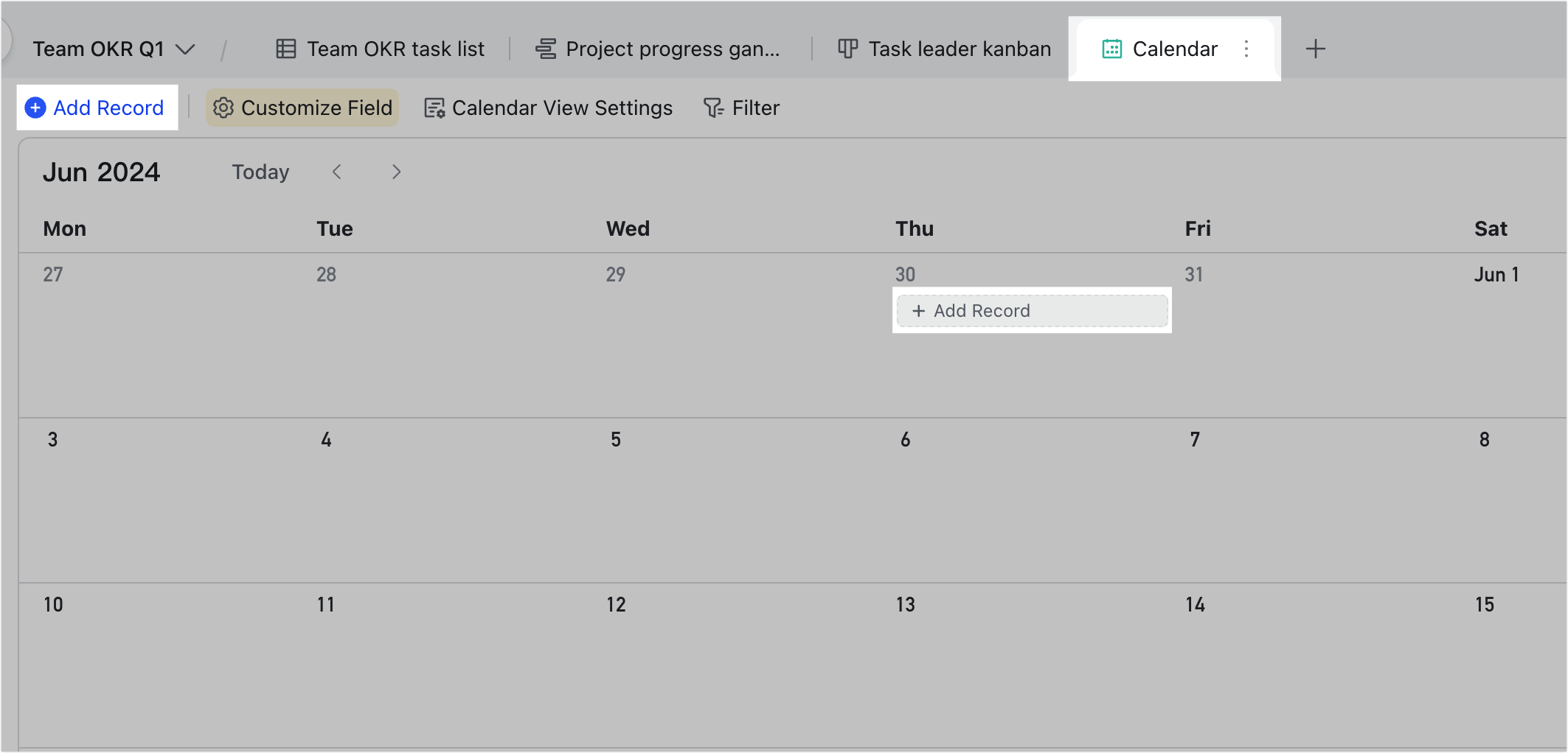 Use calendar views in Base
