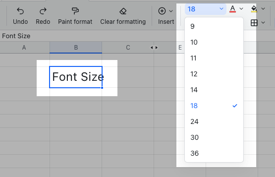 Modify font and cell formatting in Sheets