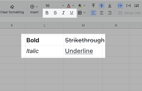 Modify font and cell formatting in Sheets