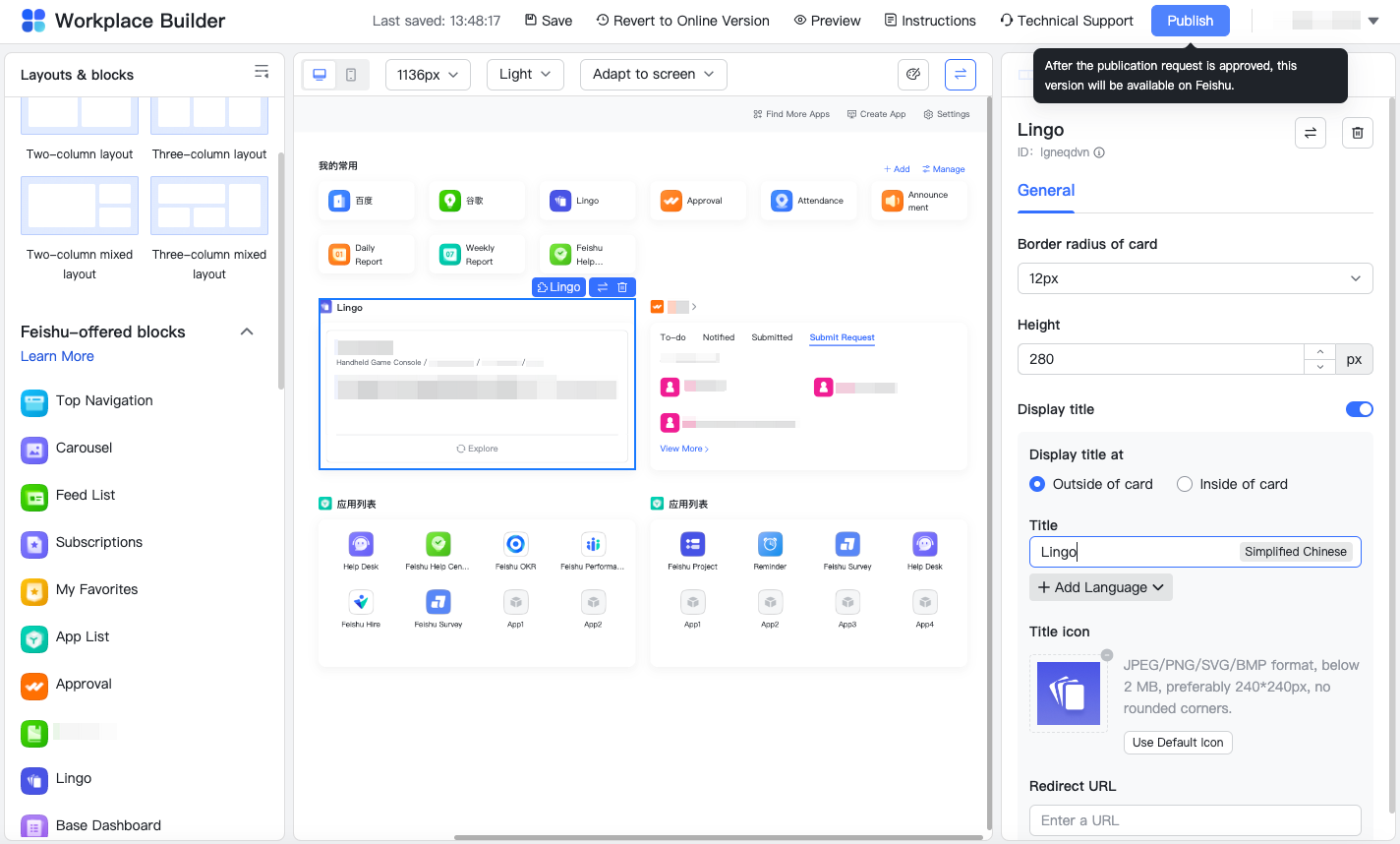Add a Lingo Block to Workplace