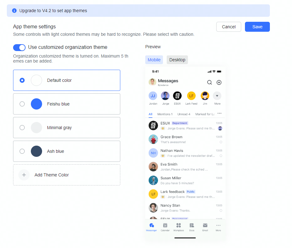 Admin| Customize your app theme
