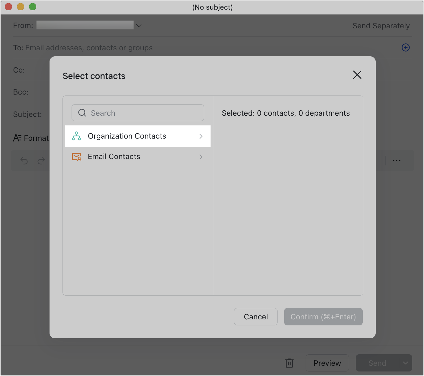 Select email recipients from your contacts list
