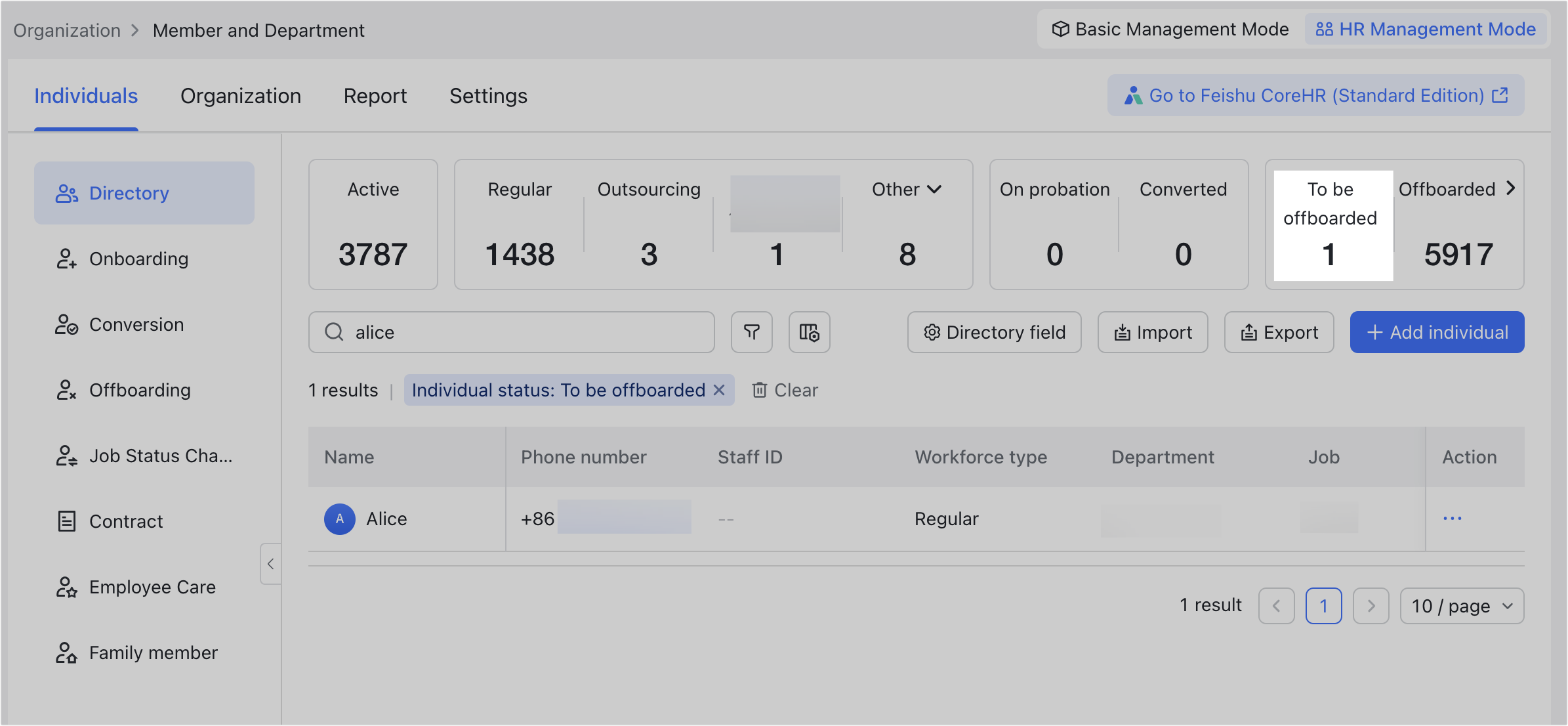 Admin | Change the member status for termination