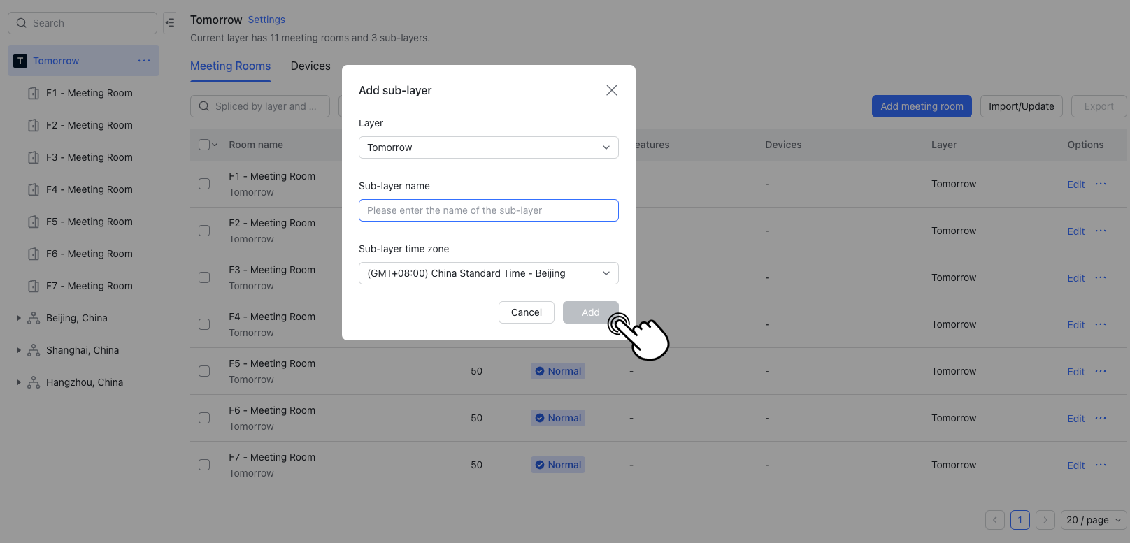 Admin | Add, edit, and delete meeting rooms