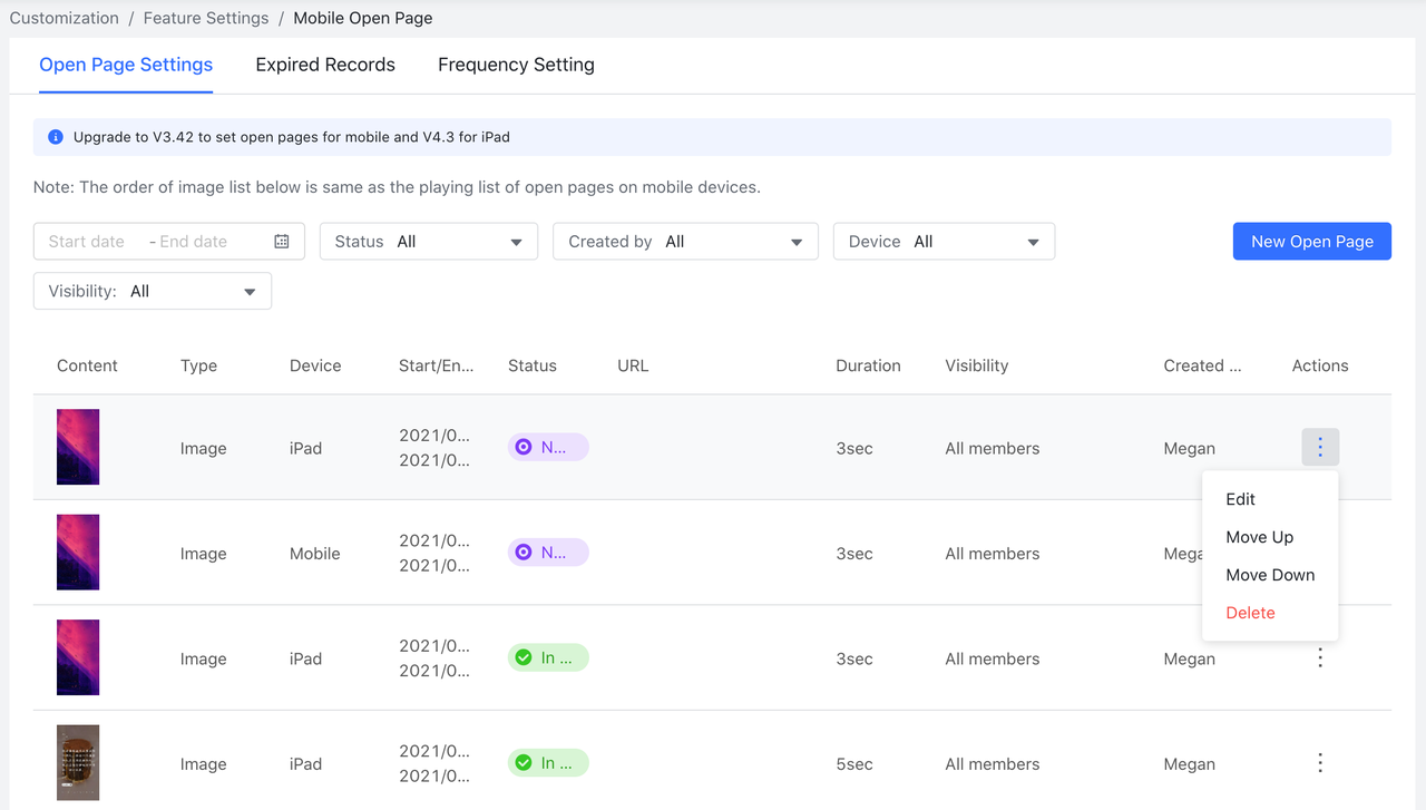 Admin | Customize a mobile open page on Feishu