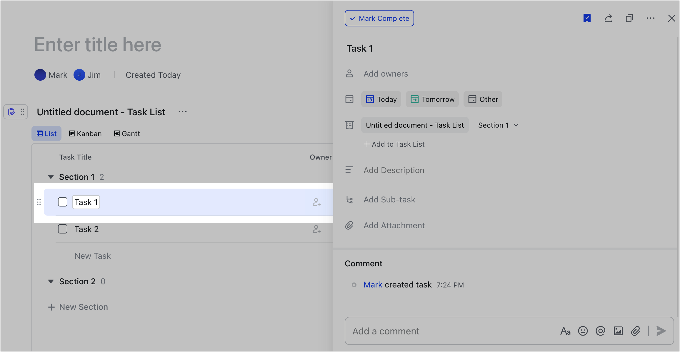 Use task lists in documents