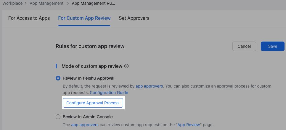 Guide for approval of custom app releases