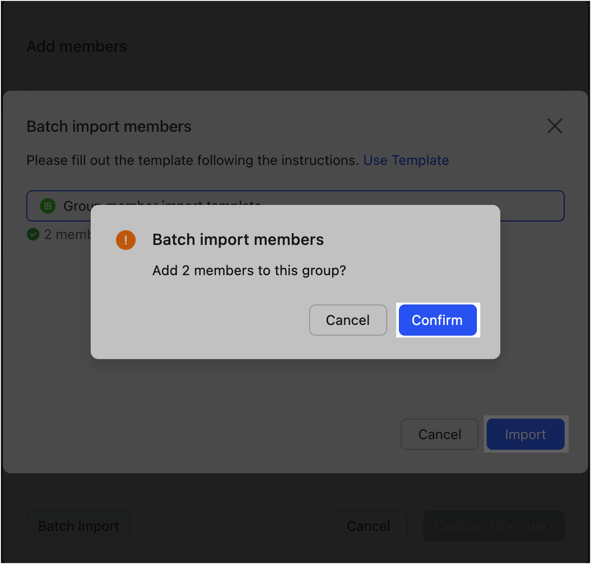 Batch import members into a group