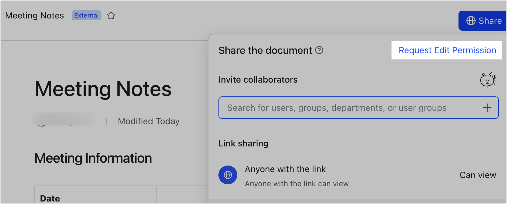 Request document permission