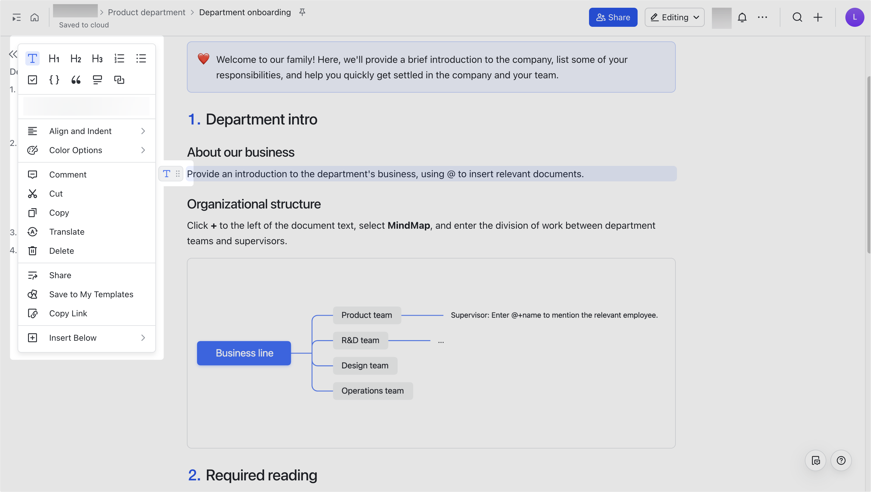 Use toolbars in Docs