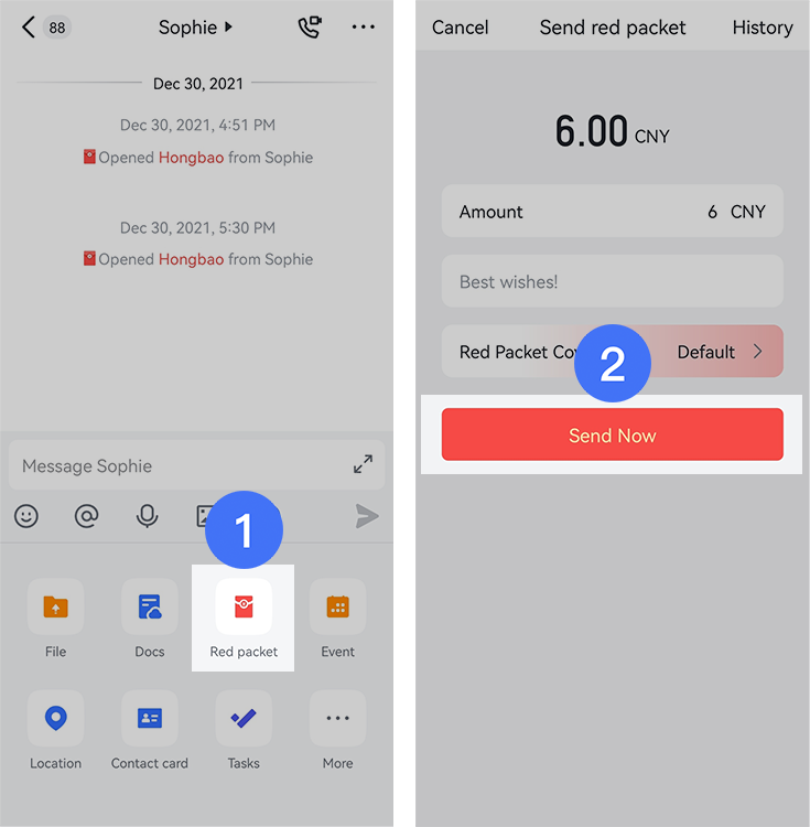 Send and receive red packets