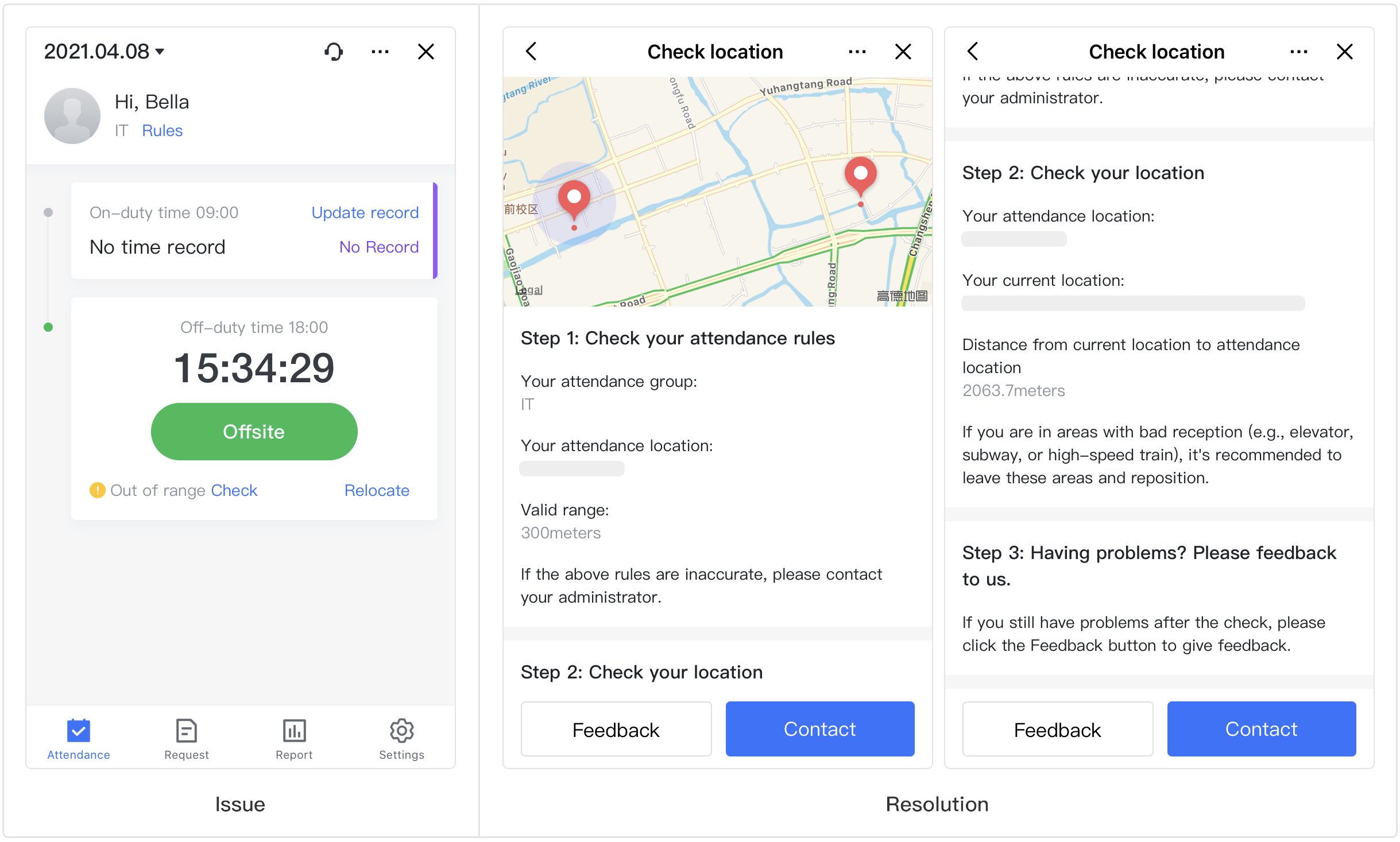 Solve location-based attendance problems