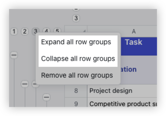 Group rows and columns in Sheets