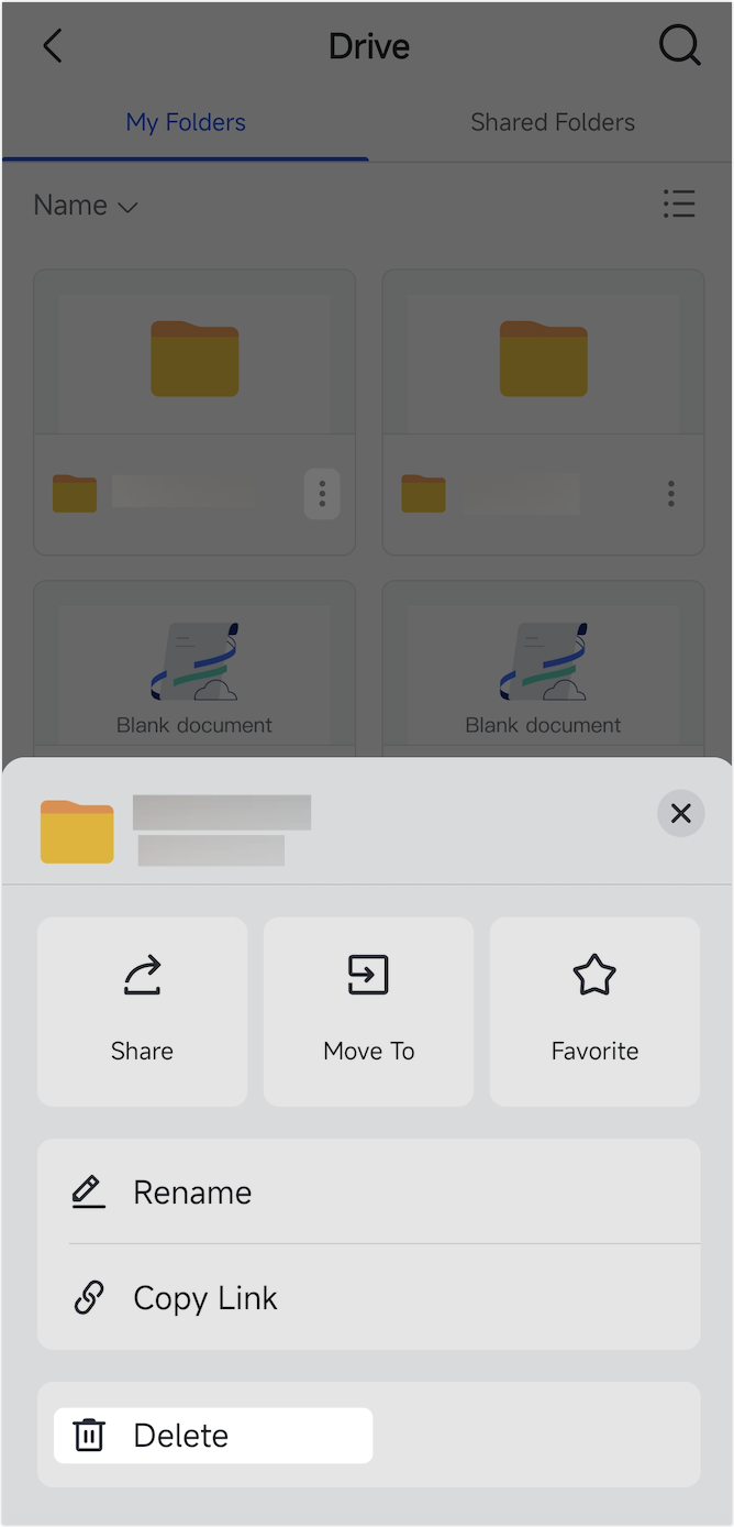 Delete documents or folders