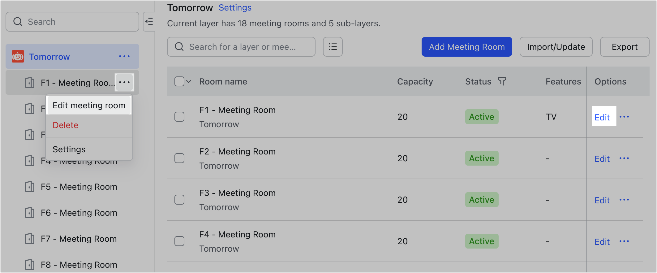 Admin | Add, edit, and delete meeting rooms Admin | Add, edit, and delete meeting rooms