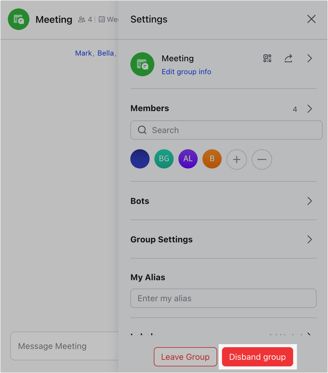 Create a meeting group
