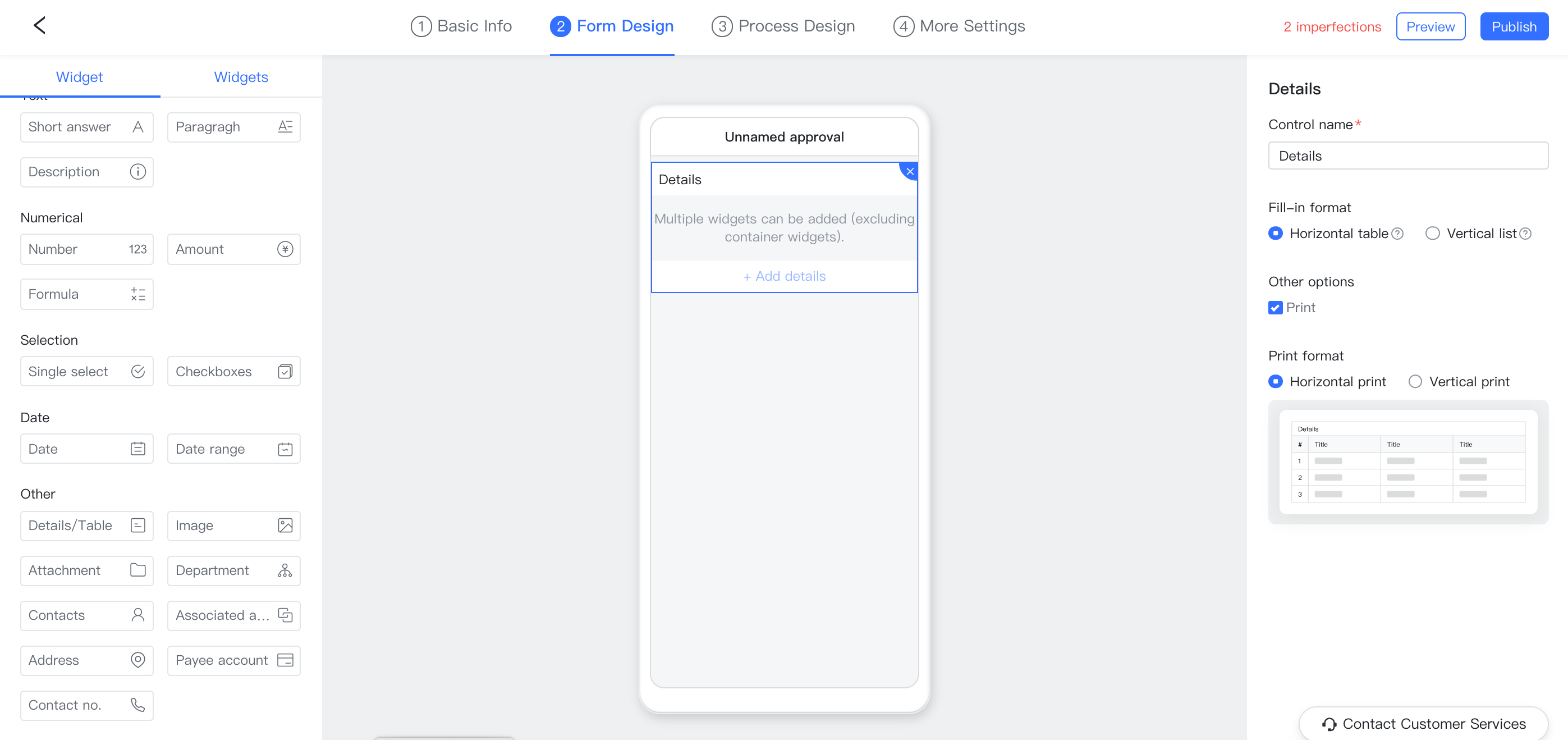 Admin | Use the Details/Table widget