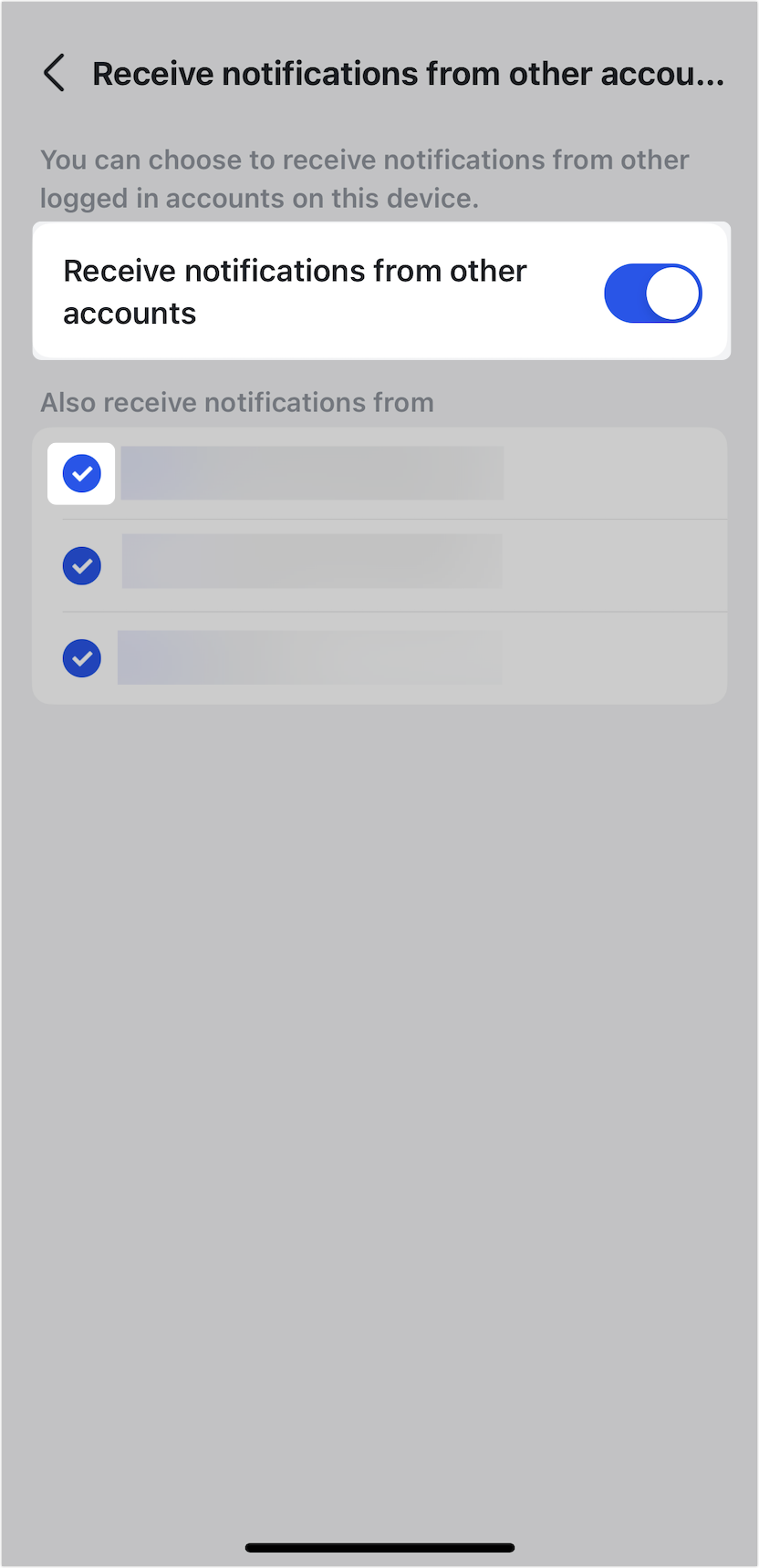 Receive notifications from other accounts through your mobile