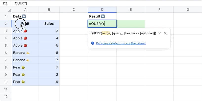 Query Function For Sheets 