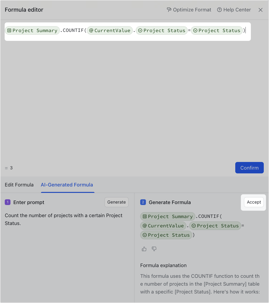 Use AI-generated formulas in Base
