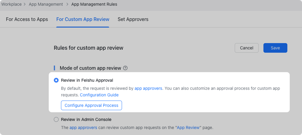 User guide for approval of custom app releases