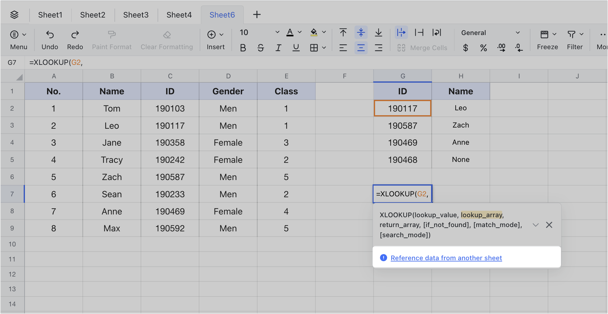 XLOOKUP function for Sheets
