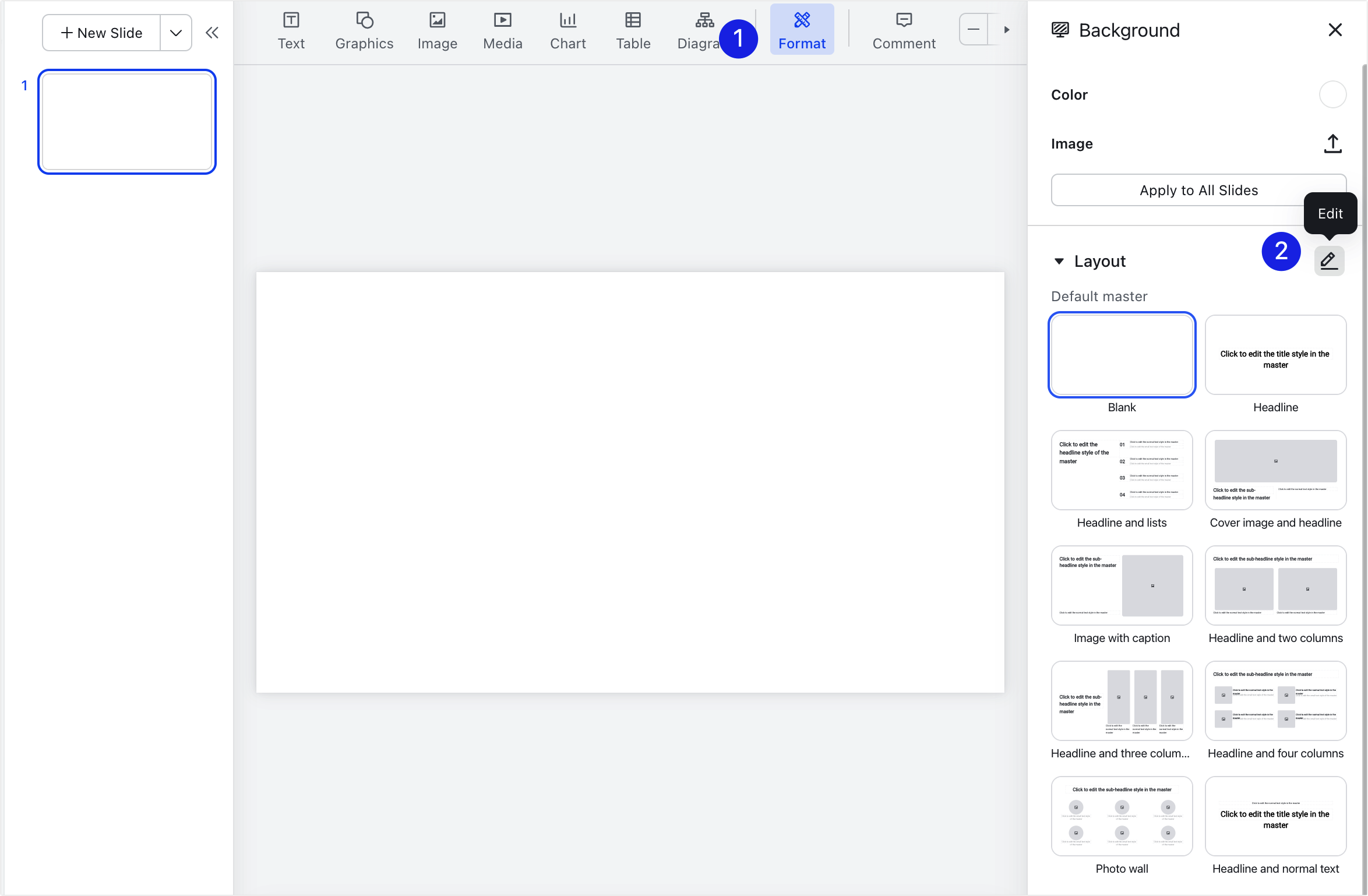 Set the slide master and layout