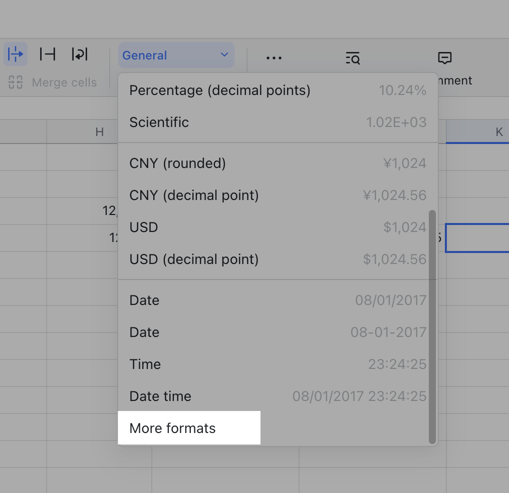 Customize Number Formats In Sheets