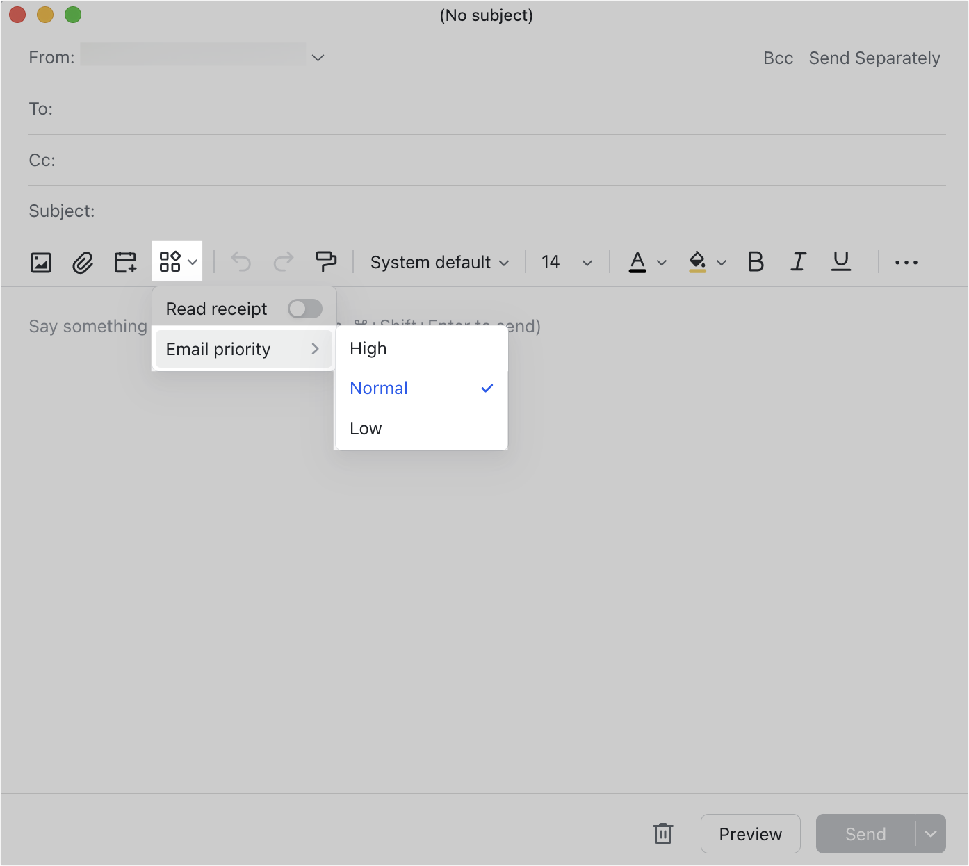 Set the priority level of emails