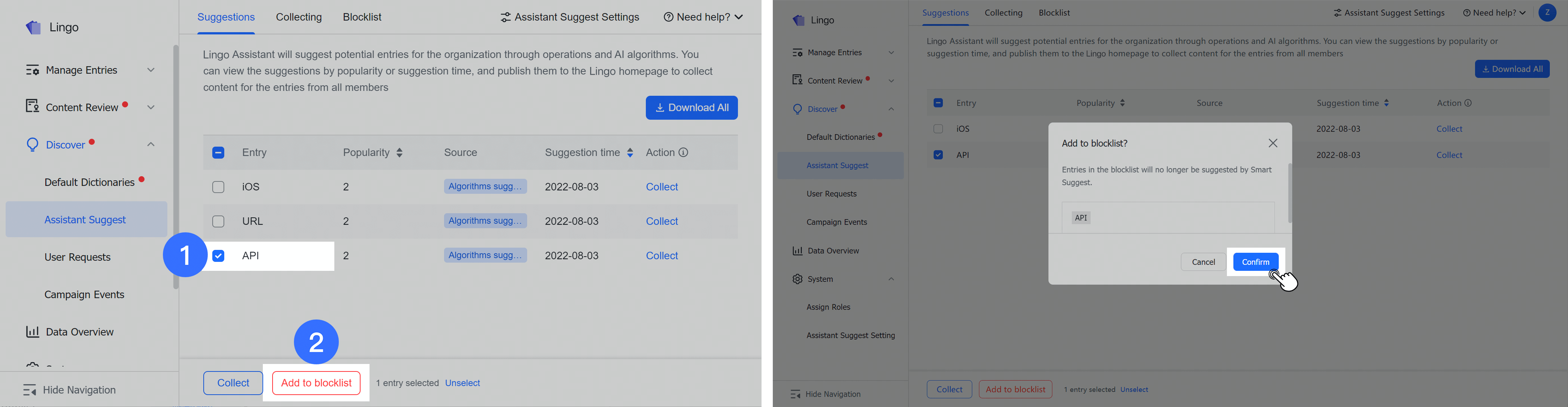 Use the Lingo Assistant Suggest feature