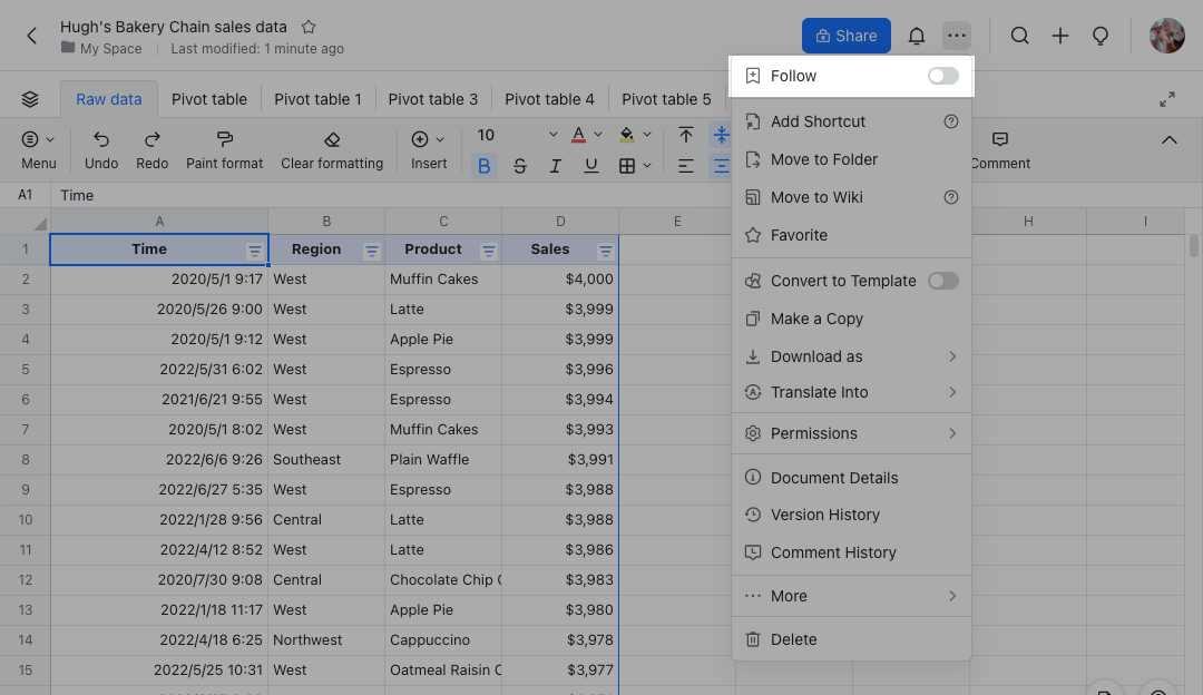 Follow document updates