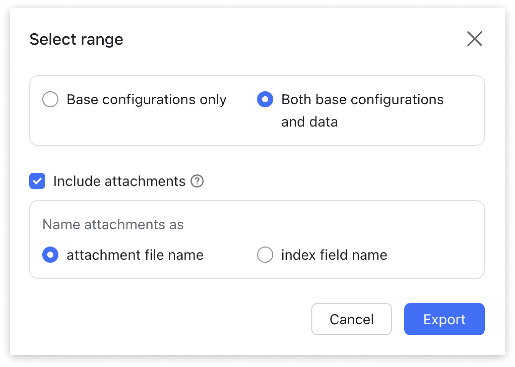 Import and export a base